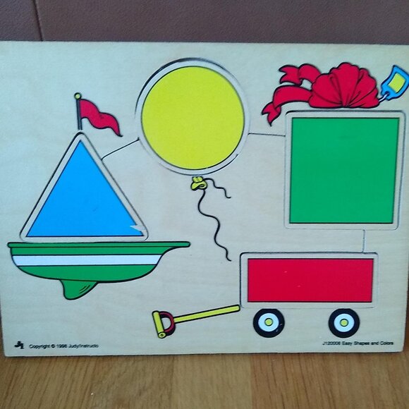 Toys | Wooden Easy Shapes Colors Geometric Puzzle 1998 Judy Instructo ...